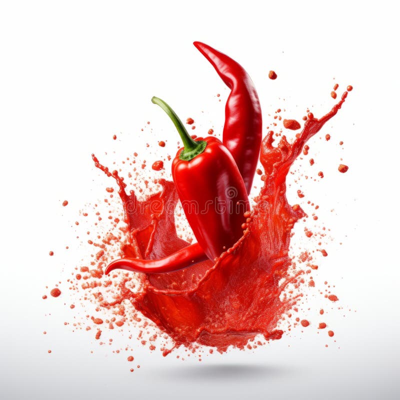 Vibrant Red Chili Pepper Splash Realism with Surrealistic Elements ...