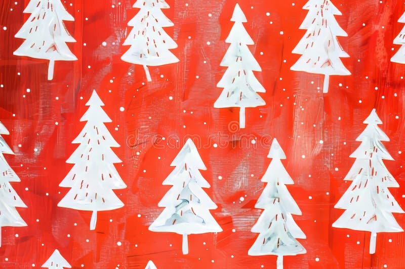 Vibrant Red Christmas Tree Pattern Illustration on White Background ...