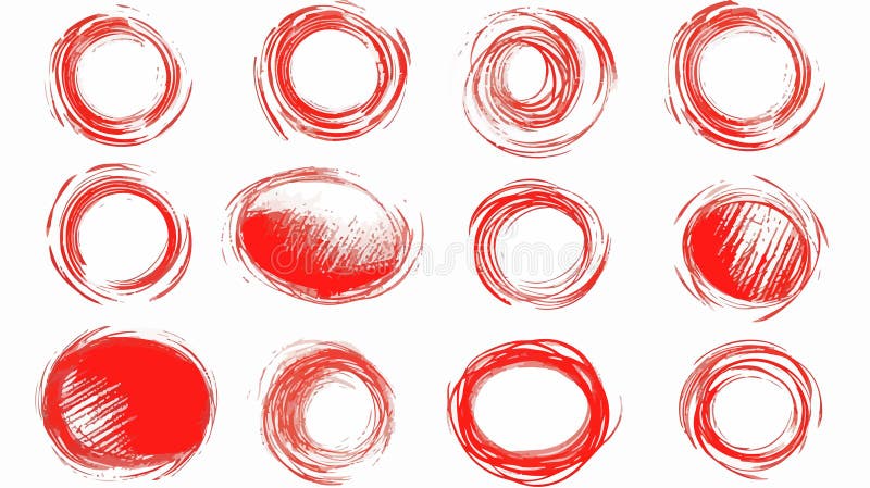 Vibrant Red Circles and Ovals Highlighted with Circle Frame on White ...