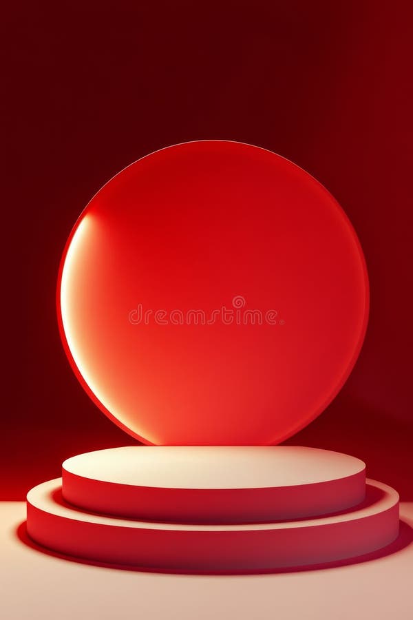 A Vibrant Red Circular Display Set Against a Richly Colored Backdrop ...