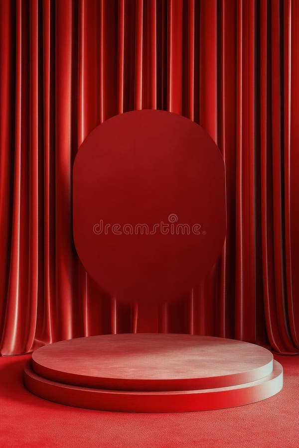 A Vibrant Red Circular Display Set Against a Richly Colored Backdrop ...