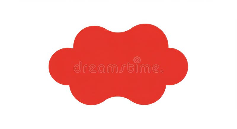 A Vibrant Red Cloud Shape Against a Clean White Background in a Simple ...