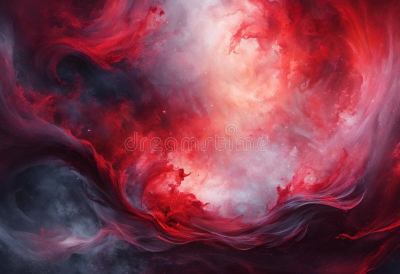 Vibrant Red Cosmic Nebula Surrounded by a Swirl of Interstellar Clouds ...