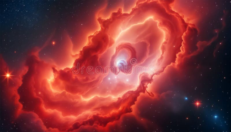 Vibrant red cosmic nebulae stock illustration. Illustration of glowing ...