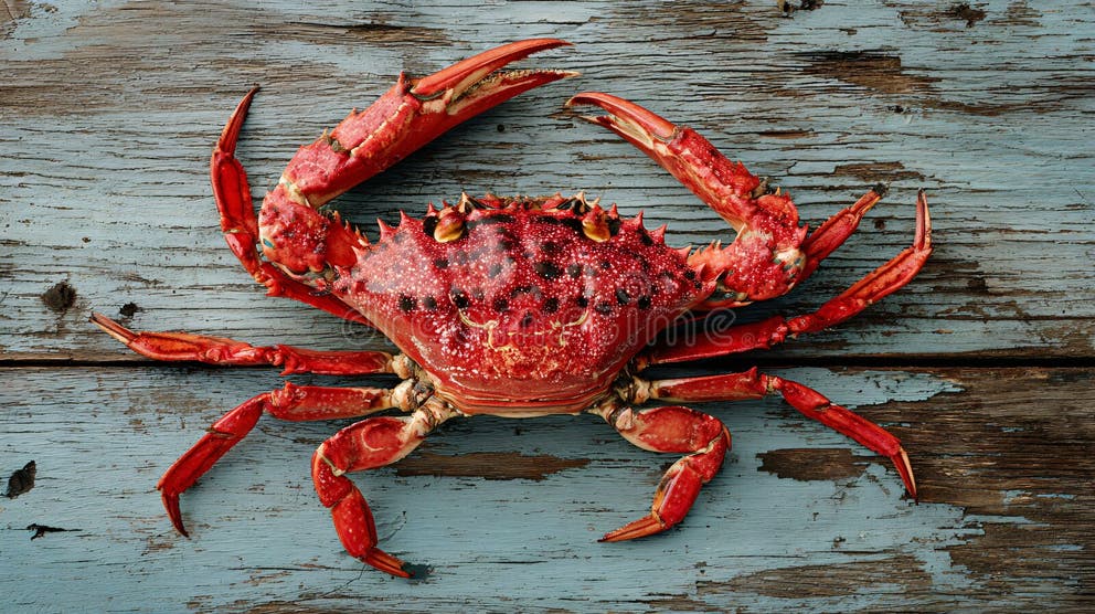 Vibrant Red Crab As a Delicious Cooked Crustacean on Plate Stock ...