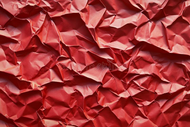 Vibrant Red Crumpled Paper Texture with Shadows. AI Generated Stock ...