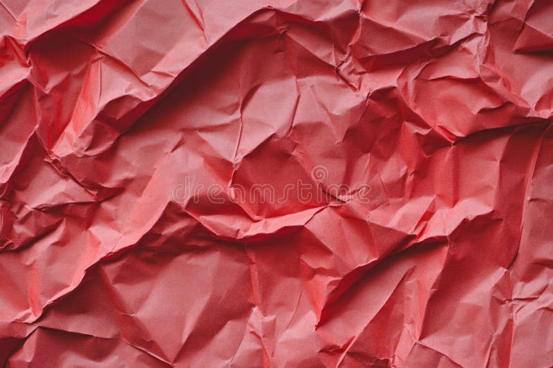 Vibrant Red Crumpled Paper Texture with Shadows. AI Image Stock Photo ...