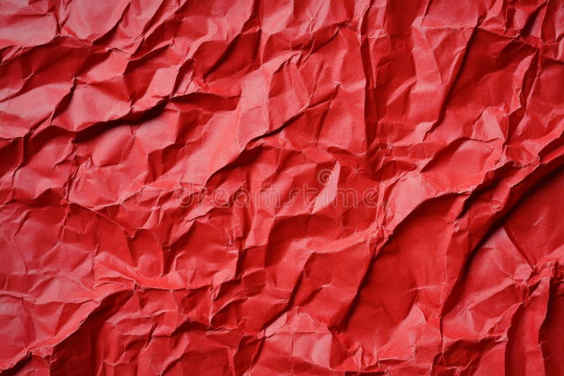 Vibrant Red Crumpled Paper Texture with Shadows. AI Image Stock Photo ...