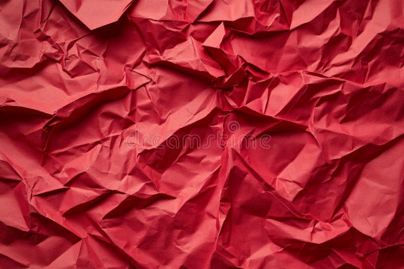 Vibrant Red Crumpled Paper Texture with Shadows. AI Image Stock Image ...