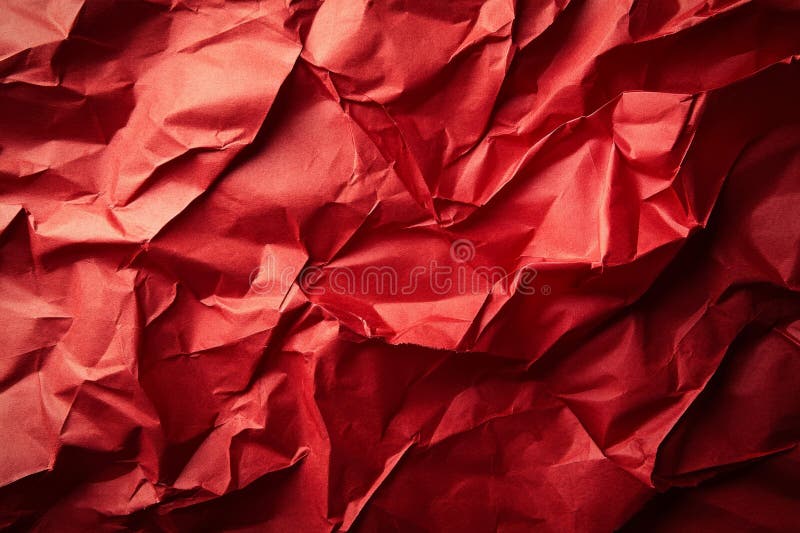 Vibrant Red Crumpled Paper Texture with Shadows. AI Image Stock Image ...