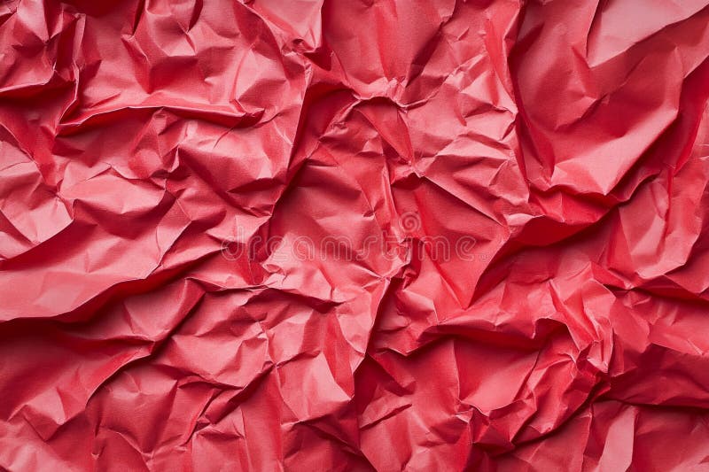 Vibrant Red Crumpled Paper Texture with Shadows. AI Image Stock Photo ...