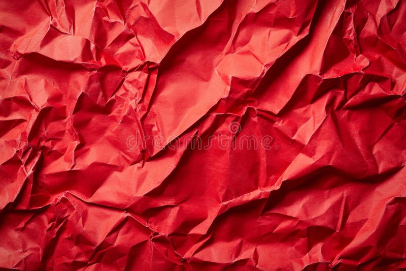 Vibrant Red Crumpled Paper Texture with Shadows. AI Image Stock Photo ...