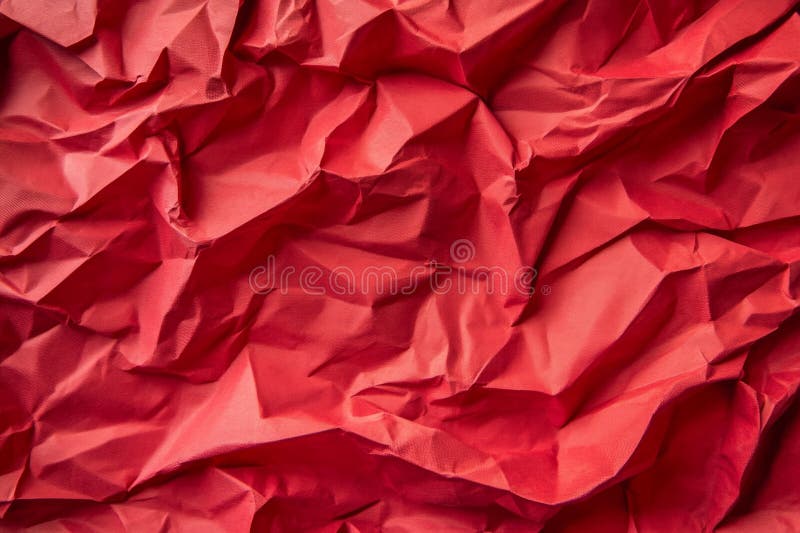 Vibrant Red Crumpled Paper Texture with Shadows. AI Image Stock ...