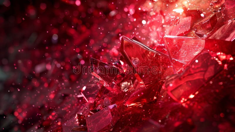 Shimmering Red Crystals Scattered on a Dark Surface with Sparkling ...