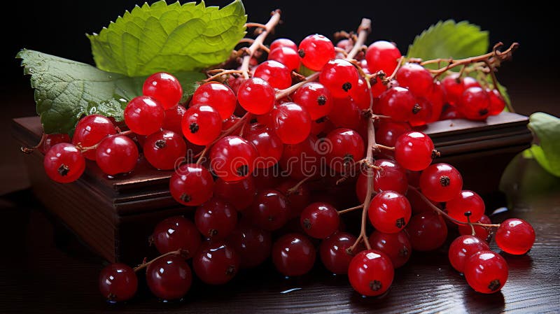 Vibrant Red Currant Bush Against Dark Elegance Background Stock ...