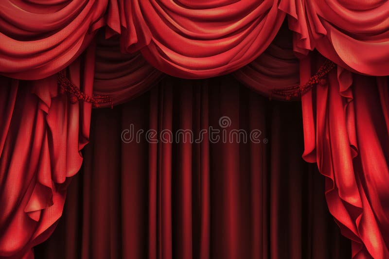 Vibrant Red Curtains with Dramatic Folds. AI Generated Stock Photo ...