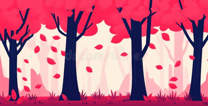 A Vibrant, Red D Cartoon Forest Background Perfect for a Simple Video ...