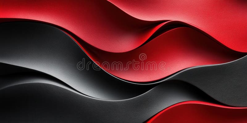 Elegant Red and Black Waves of Fabric Create a Striking Abstract ...