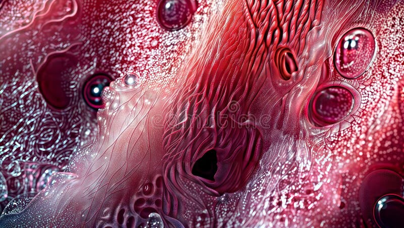 Vibrant Red Depiction of Intricate Biological Structures, Generative Ai ...