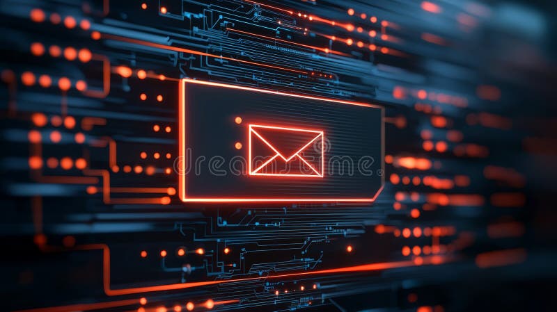 Vibrant Red Email Icon on Sleek Black Background Symbol of Modern ...