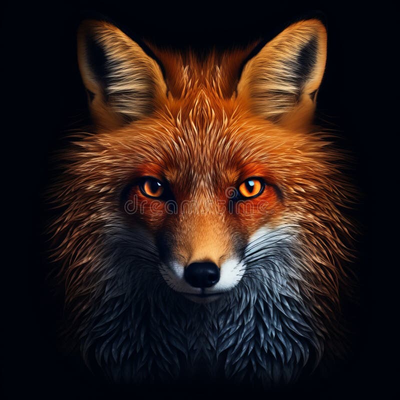 Vibrant Red Fox Face with Wide Eyes - Realistic Hyper-detailed ...