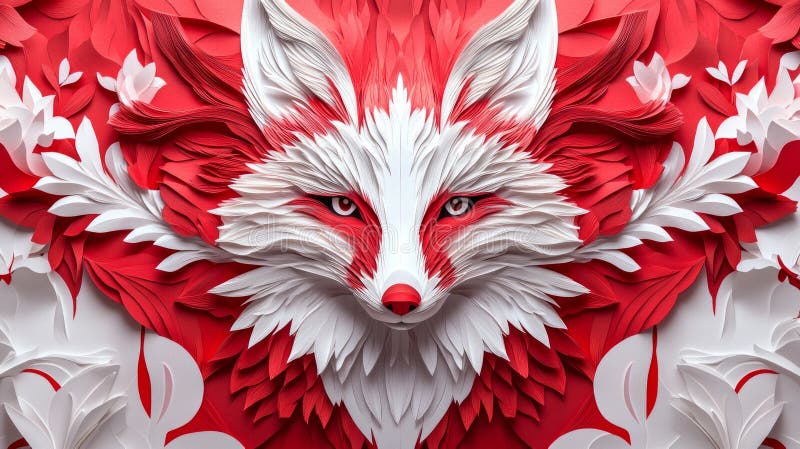 Vibrant Red Fox Illustration Crafted with Intricate Paper Art Techniques. this Stunning Design ...