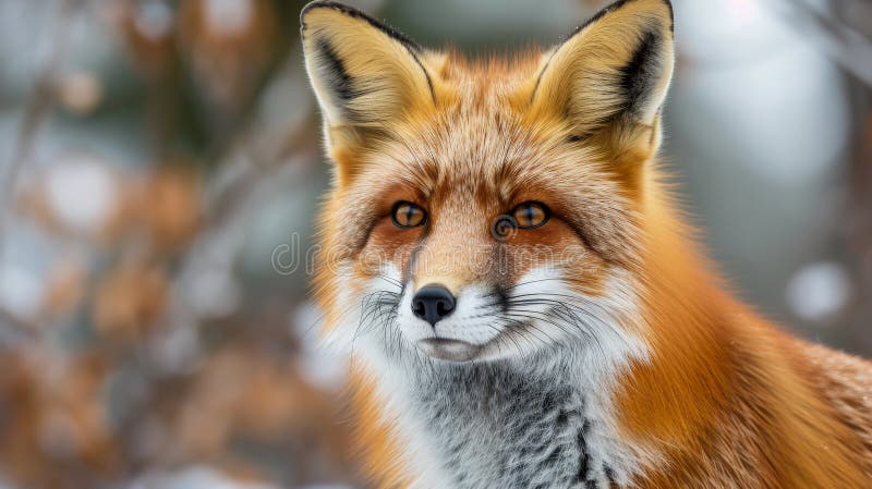 Close Up of Red Fox Locking Eyes with Camera Stock Illustration ...