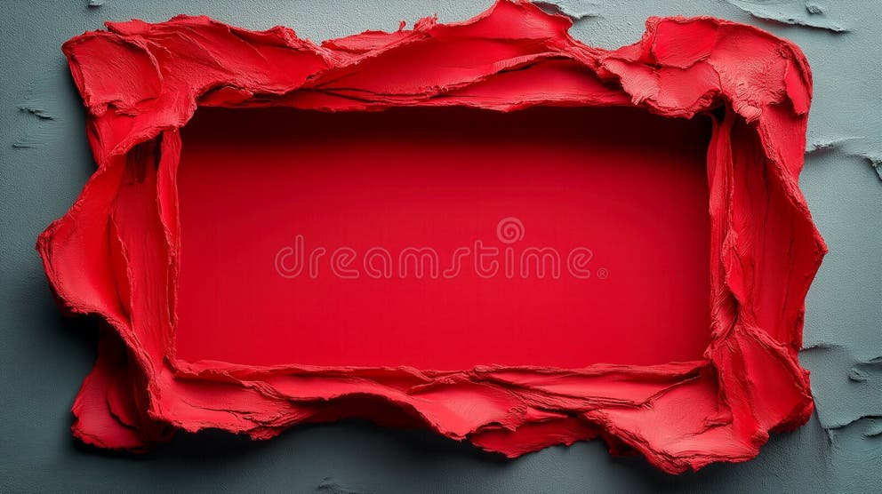 A Vibrant Red Frame, Painted with Thick, Textured Strokes, Creating a ...