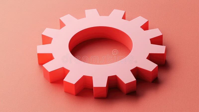 A Vibrant Red Gear Symbolizing Innovation and Efficiency in Mechanical ...