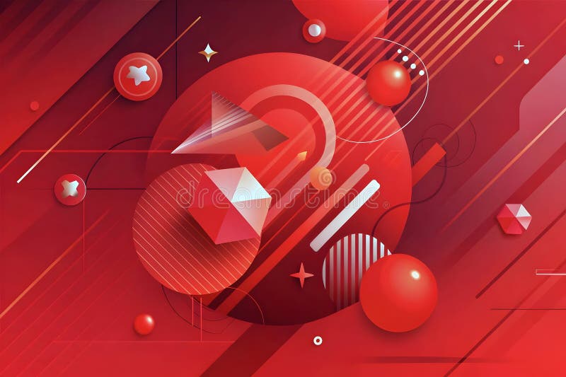 Vibrant Red Geometric Shapes Abstract Art Design Composition Stock ...