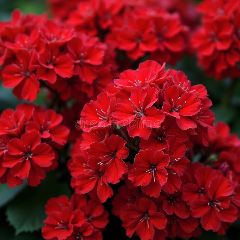 Vibrant Red Geraniums Creating a Bold Floral Background Stock ...