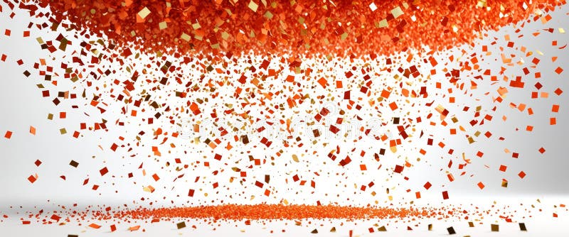 Vibrant Red and Gold Confetti Cascade Against a Clean White Background ...