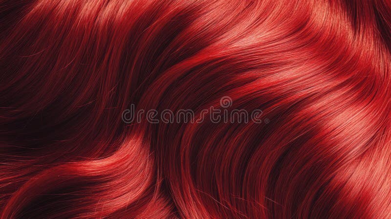 Vibrant Red Hair Texture Close-Up: Study of Color and Flow Stock Photo ...