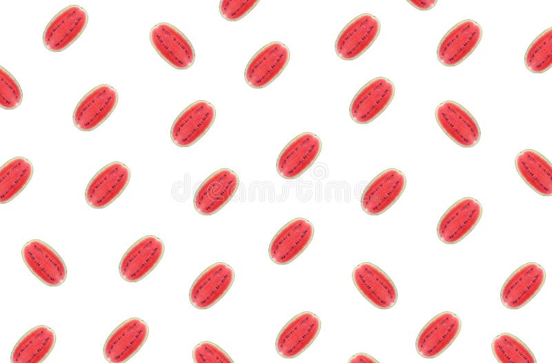 Red Half Cut Fresh Watermelon Rows Pattern on White Background Stock ...