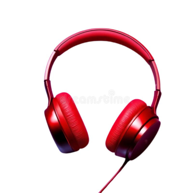 Vibrant Red Headphones on White Background Stock Illustration ...