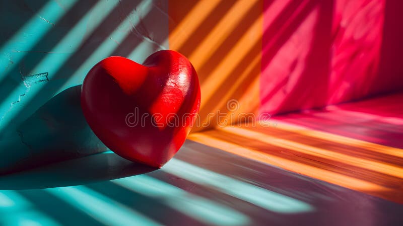 Vibrant Red Heart with Colorful Shadows. Created with Generative AI ...