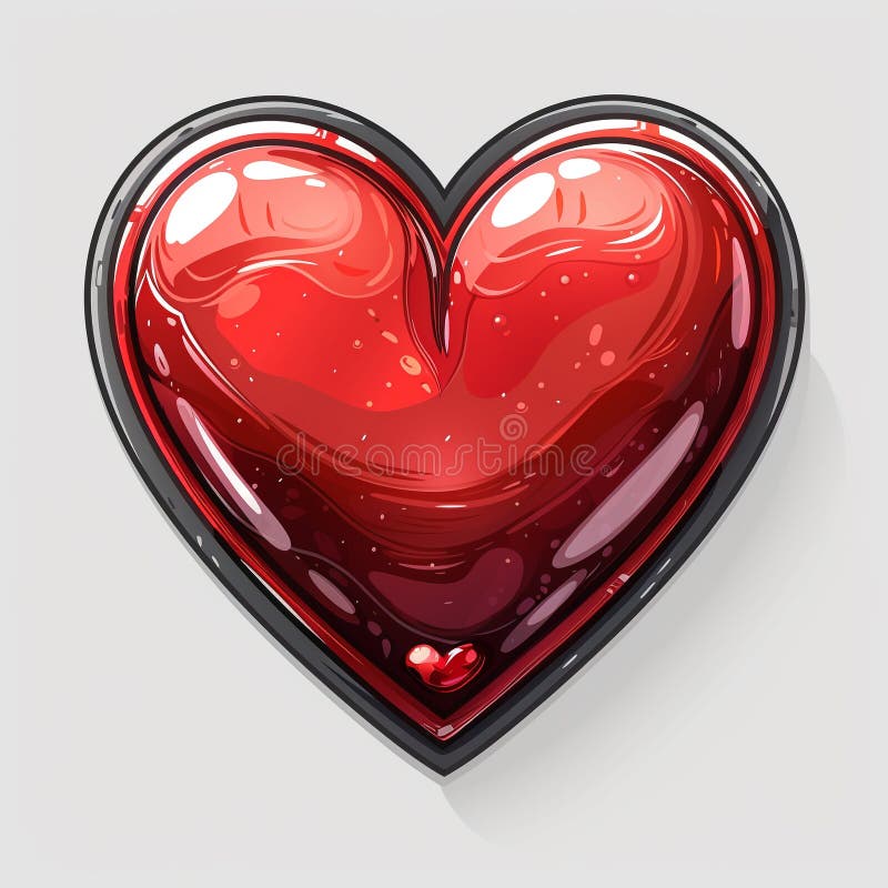 Vibrant Red Heart with a Glossy Texture Stock Illustration ...