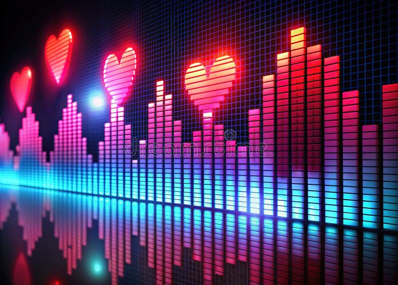Vibrant Red Heart Music Equalizer a Stunning Audio Visualizer for ...