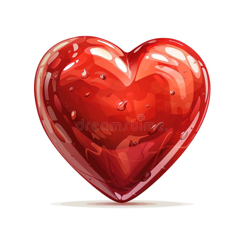 Vibrant Red Heart Shape with Water Droplets Design Stock Illustration ...