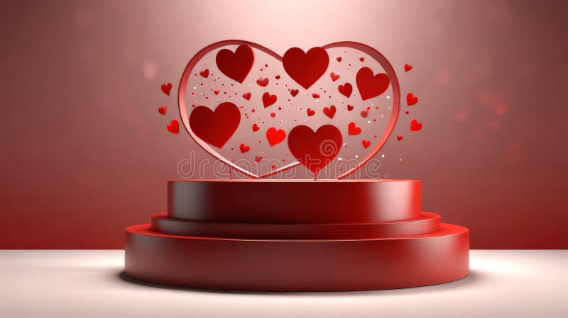 Vibrant Red Hearts Float within a Larger Heart Structure, Set Against a ...