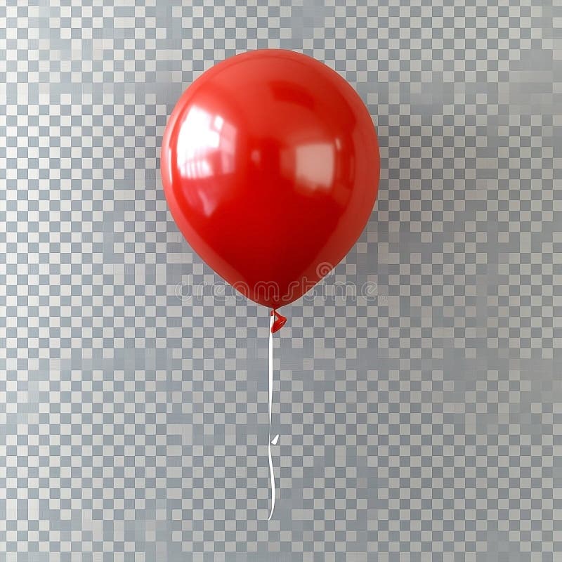 Vibrant Red Helium Balloon Floating String Isolated Transparent ...