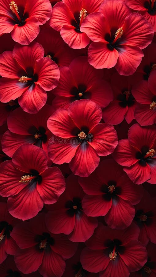 Vibrant Red Hibiscus Flowers Creating a Bold Tropical Feel Stock ...