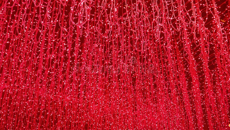 Vibrant Red Illuminated Ceiling String Lights for Background Stock ...