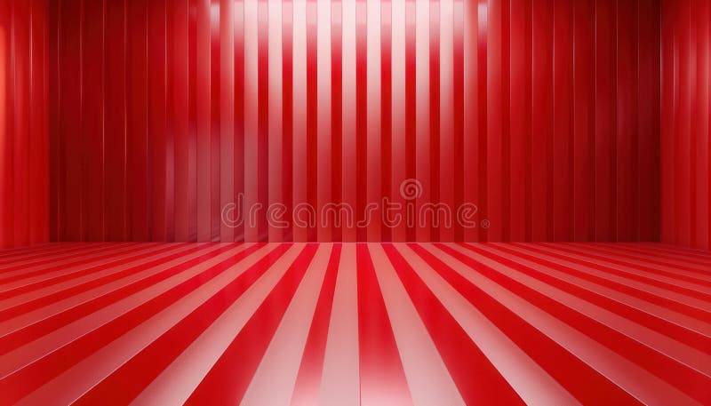 Bright Red Striped Interior Space with Vertical and Horizontal Lines ...