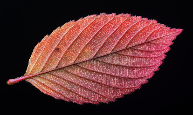 Vibrant Red Leaf, Intricate Vein Patterns, Detailed Texture ...