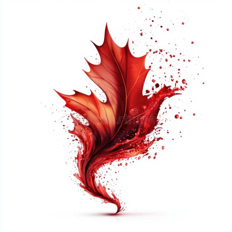 A Vibrant Red Leaf Transforms into a Dynamic Cascade of Liquid ...