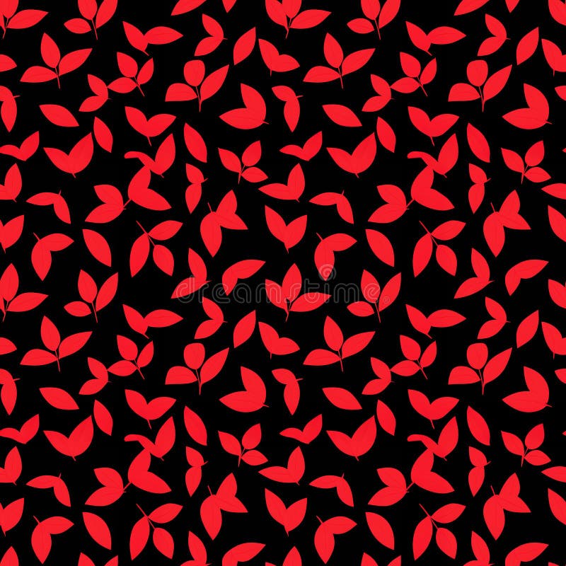 Vibrant Red Leaves Pattern on a Sleek Black Background Stock ...