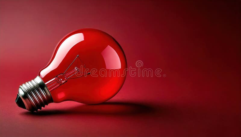 Bright Red Light Bulb Resting on a Red Surface with a Smooth Texture ...