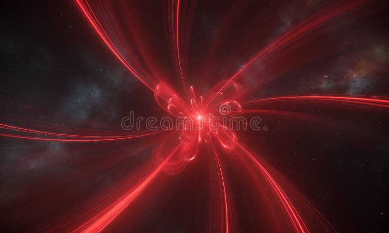 Vibrant Red Light Emanating from Central Point in Abstract Space Themed ...