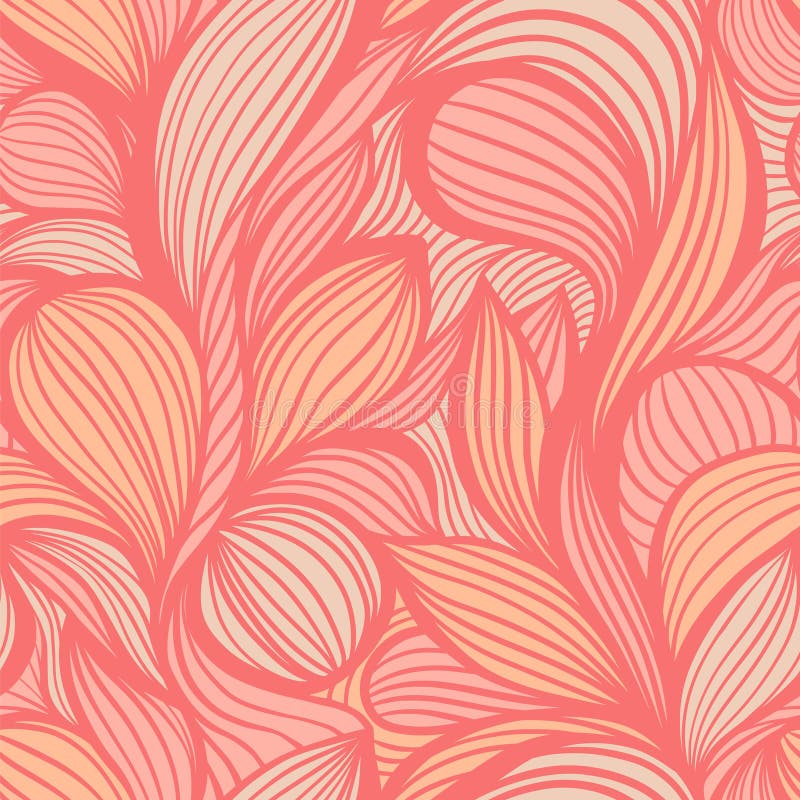 Vibrant Red Line Art Wavy Lines Vector Seamless Pattern for Textile ...